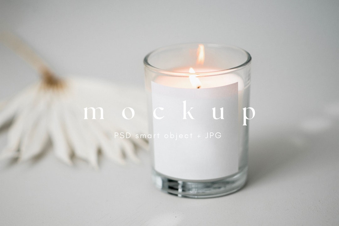 White Candle Label Mockup 3x3, Minimalist Jar Candle Square Label Mocks ...