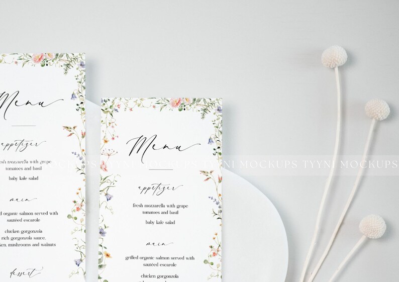 Double 4x9 Menu Card Mockup Set, Minimalist Wedding Menu, Modern ...