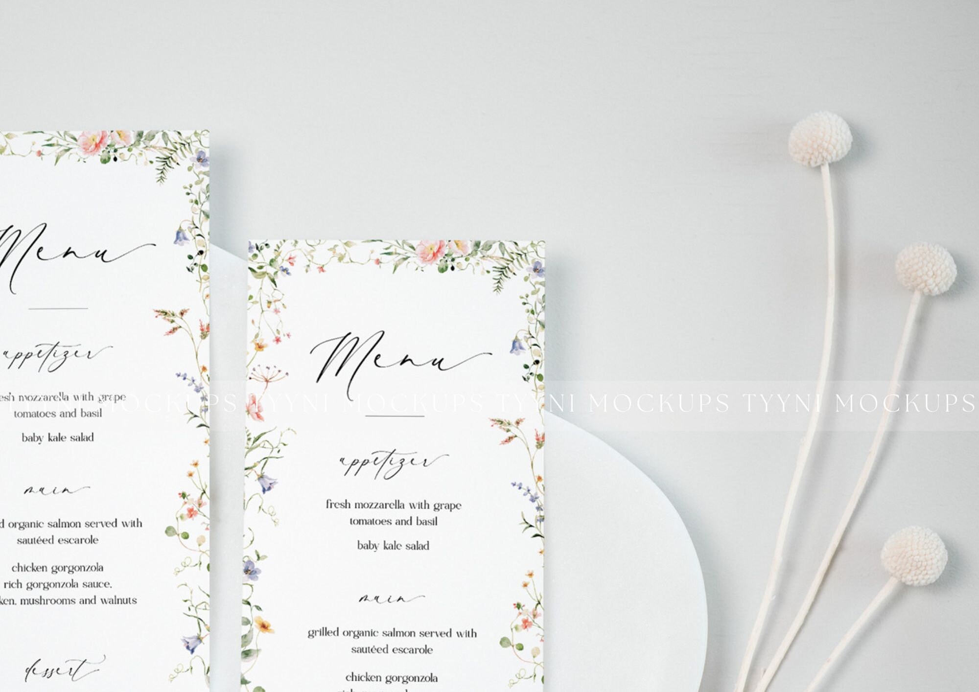 Double 4x9 Menu Card Mockup Set, Minimalist Wedding Menu, Modern ...