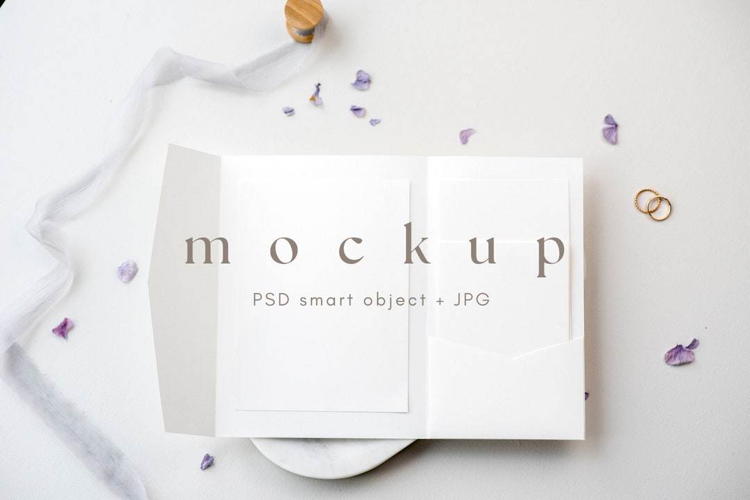 Pocketfold Invitation Mockup Suite, Minimalist White Mockup Pocket ...