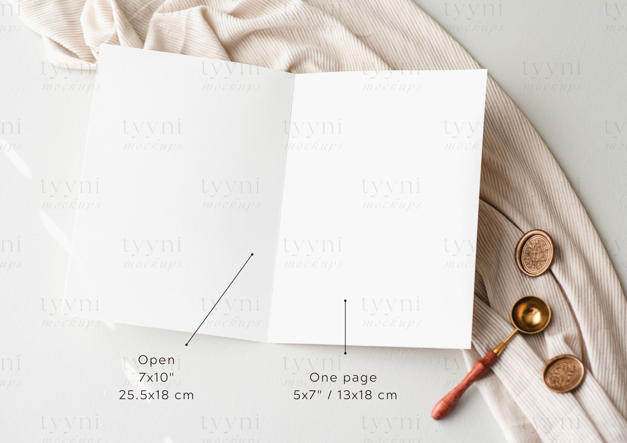 Folded Card Mockup 5x7, Folded Wedding Program Mockup, Booklet Mockup ...