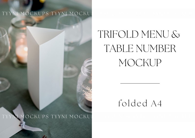 Trifold Table Number & Menu Mockup in Sage Green - Etsy