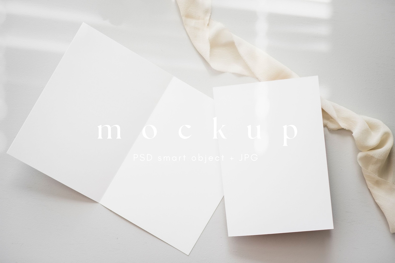 5x7 Folded Card Mockup, Folded Wedding Program Mockup, Booklet Mockup ...