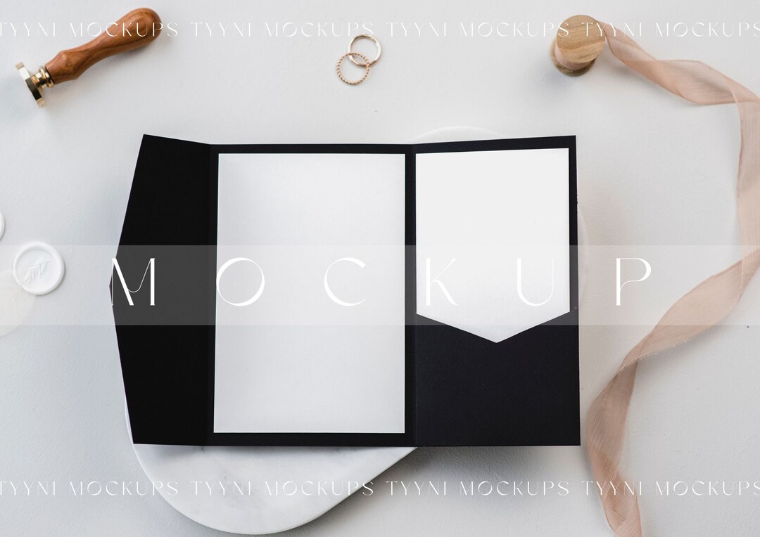 Black Pocketfold Invitation Mockup Suite Minimalist Mockup - Etsy