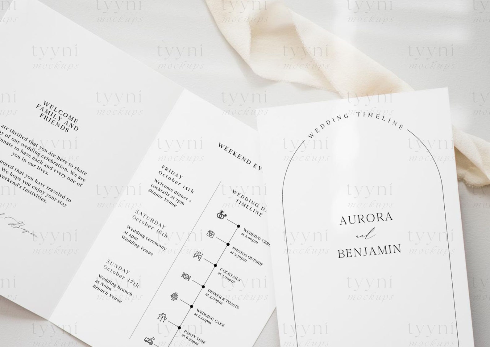 5x7 Folded Card Mockup, Folded Wedding Program Mockup, Booklet Mockup ...