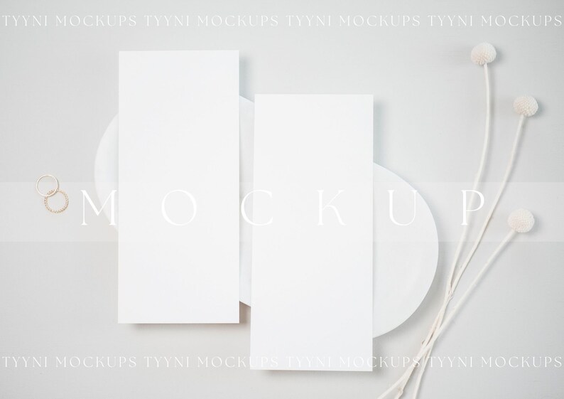 Double 4x9 Menu Card Mockup Set Minimalist Wedding Menu - Etsy