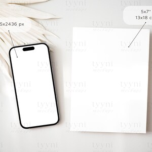 Card and Phone Invitation Mockup, Minimalist iPhone Screen Mock Up ...