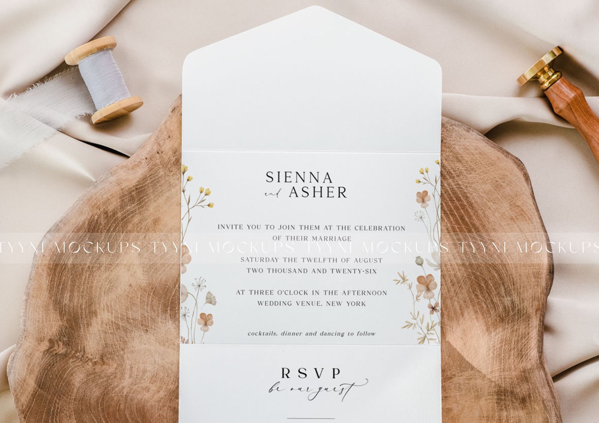 Folded Invitation Card Mockup All in One Wedding Invite - Etsy