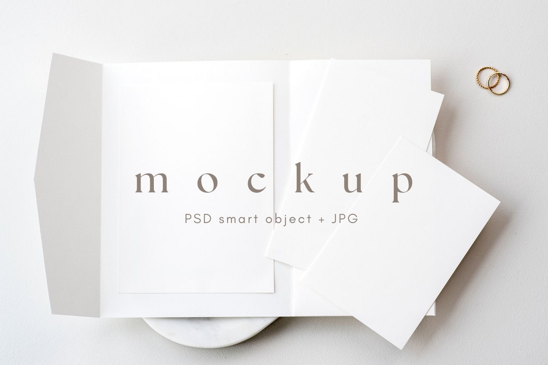 Pocketfold Invitation Mockup Suite, Minimalist White Mockup - Etsy