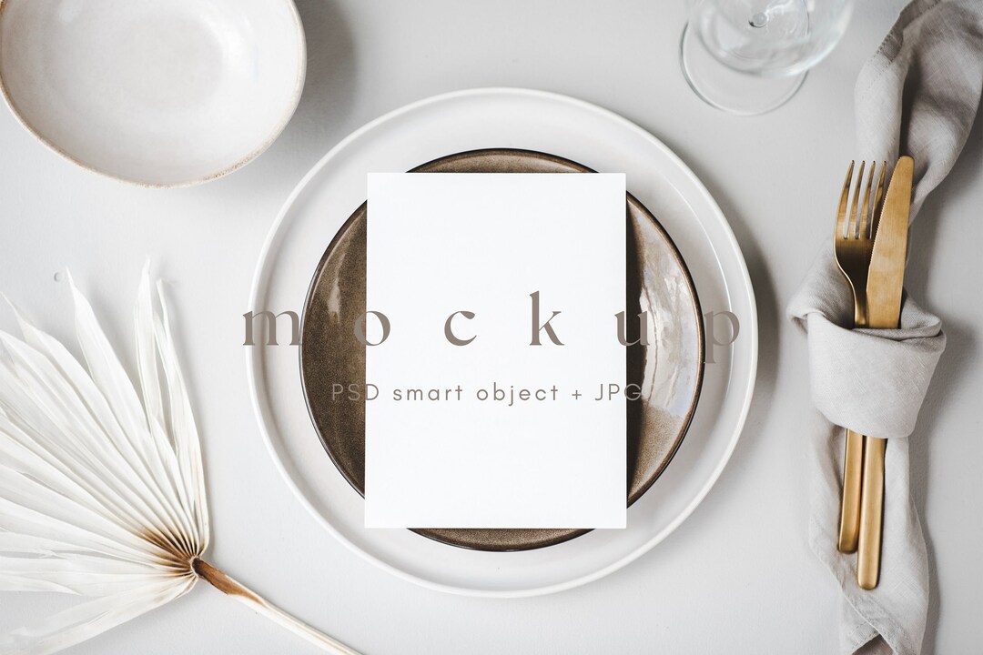 A5 Menu Mockup Card, Boho Wedding Menu Mock Up, Modern Wedding Dinner ...