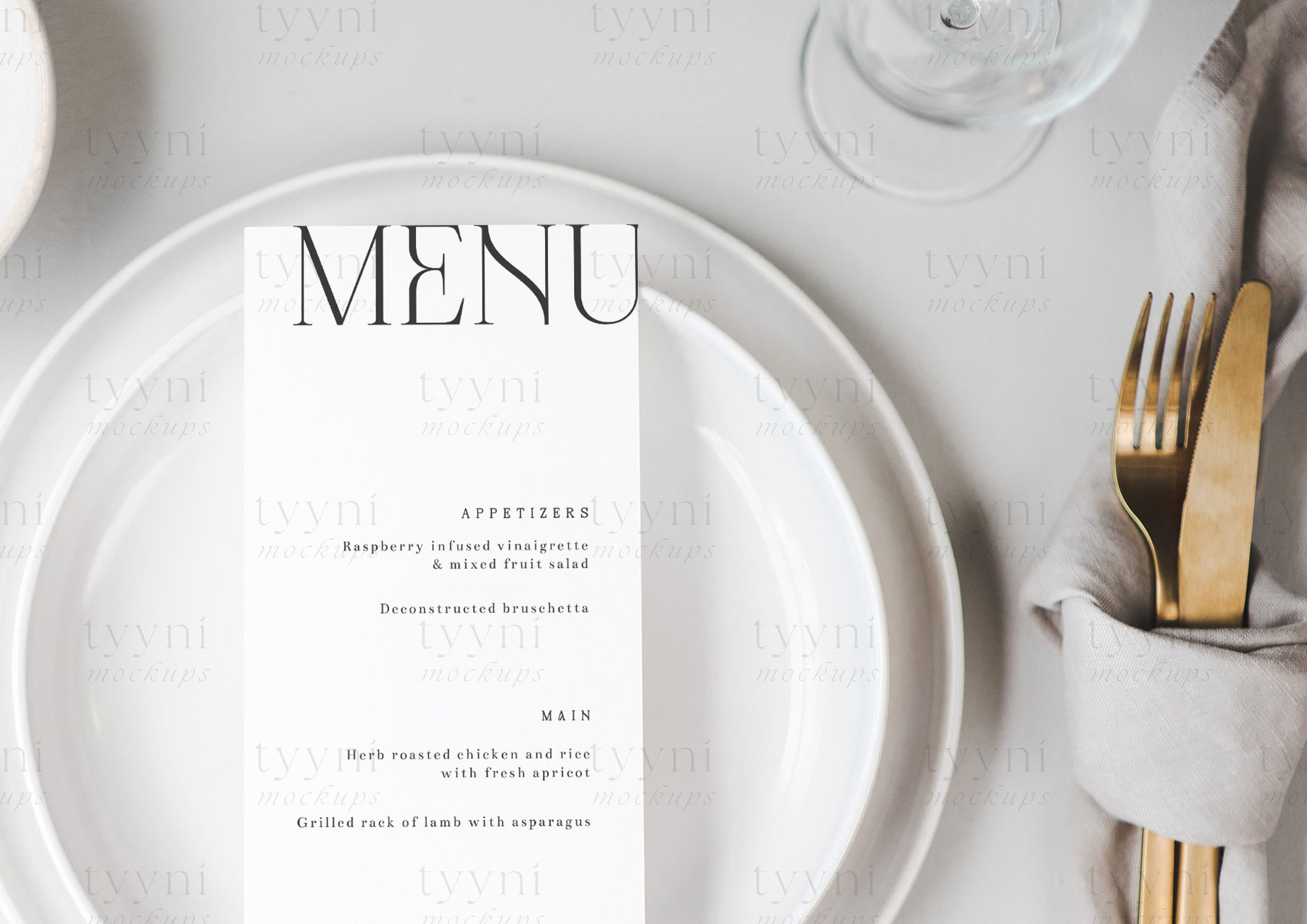 White Menu Mockup 4x9 Card Boho Wedding Menu Mock Up Modern - Etsy