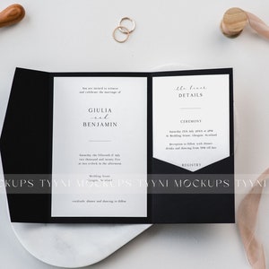 Black Pocketfold Invitation Mockup Suite, Minimalist Mockup - Etsy