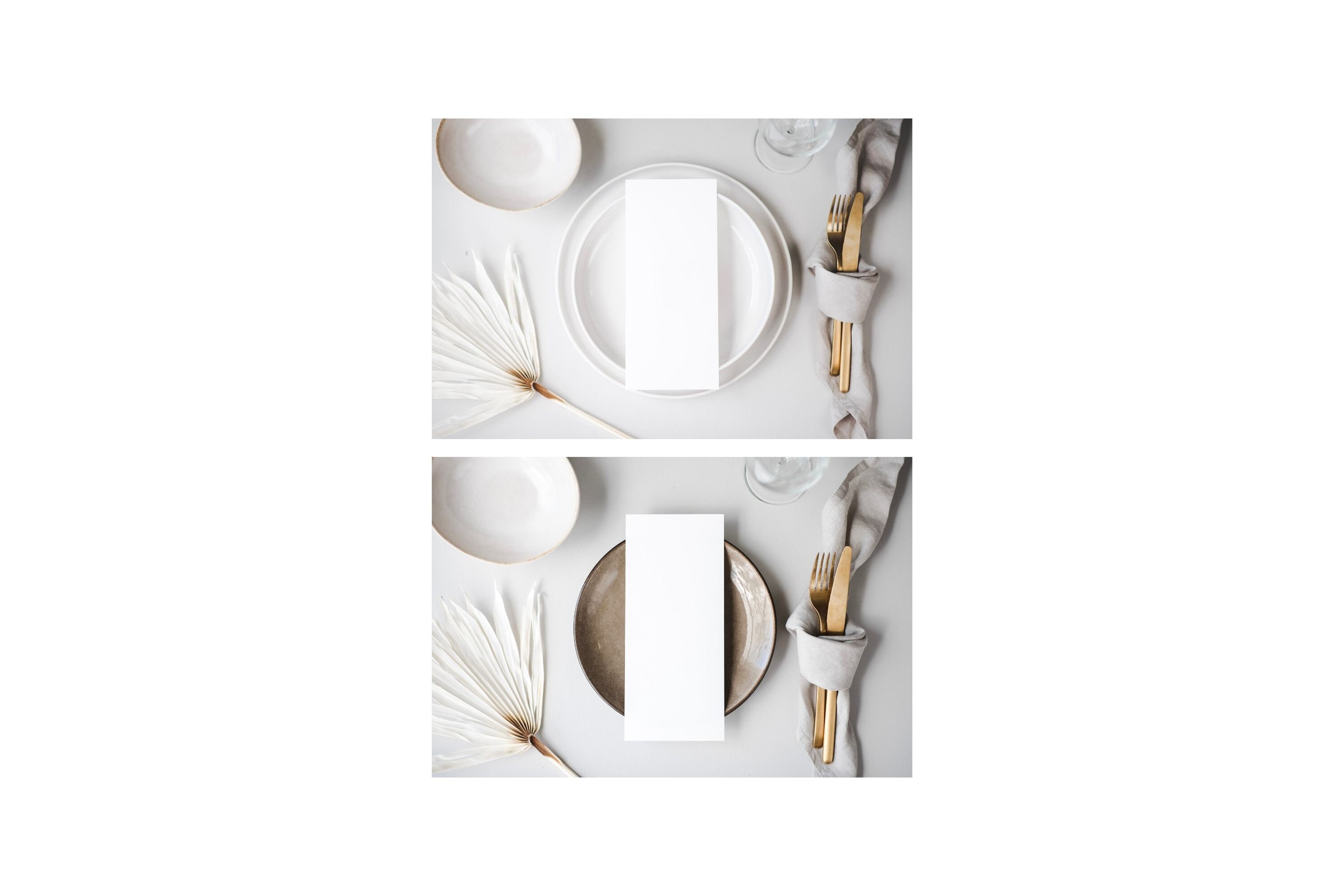 4x9 Menu and 2x3.5 Place Card Mockup Bundle, Minimalist Boho Wedding ...