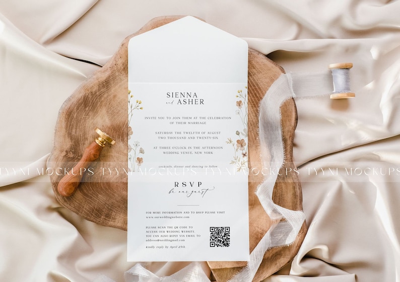 Folded Invitation Card Mockup, Trifold Invite Mock Up, All in One ...