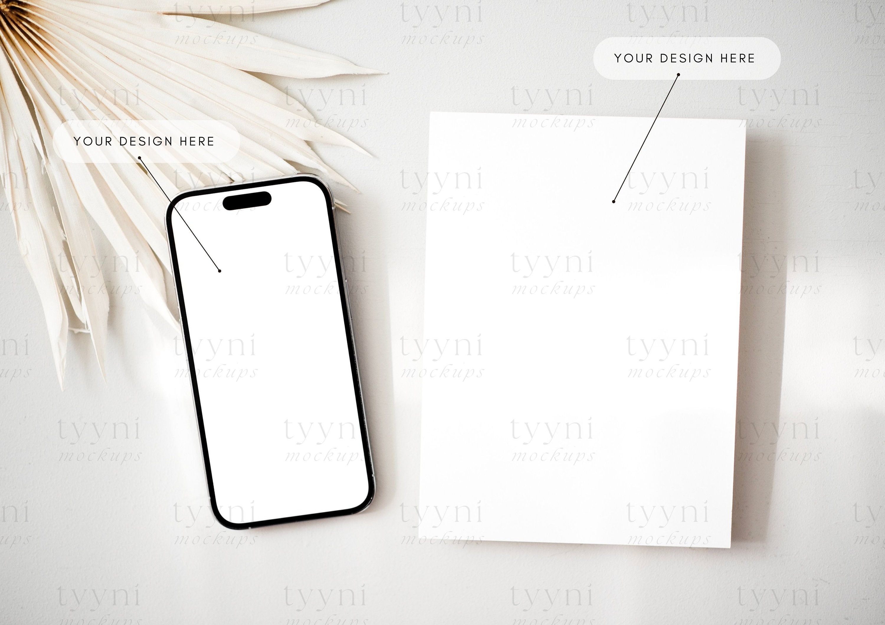 Card and Phone Invitation Mockup Minimalist Iphone Screen - Etsy