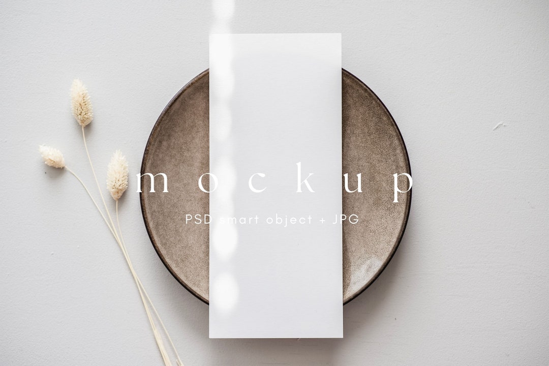 4x9 Menu Card Mockup, Boho Wedding Menu, Modern Wedding Dinner Menu ...
