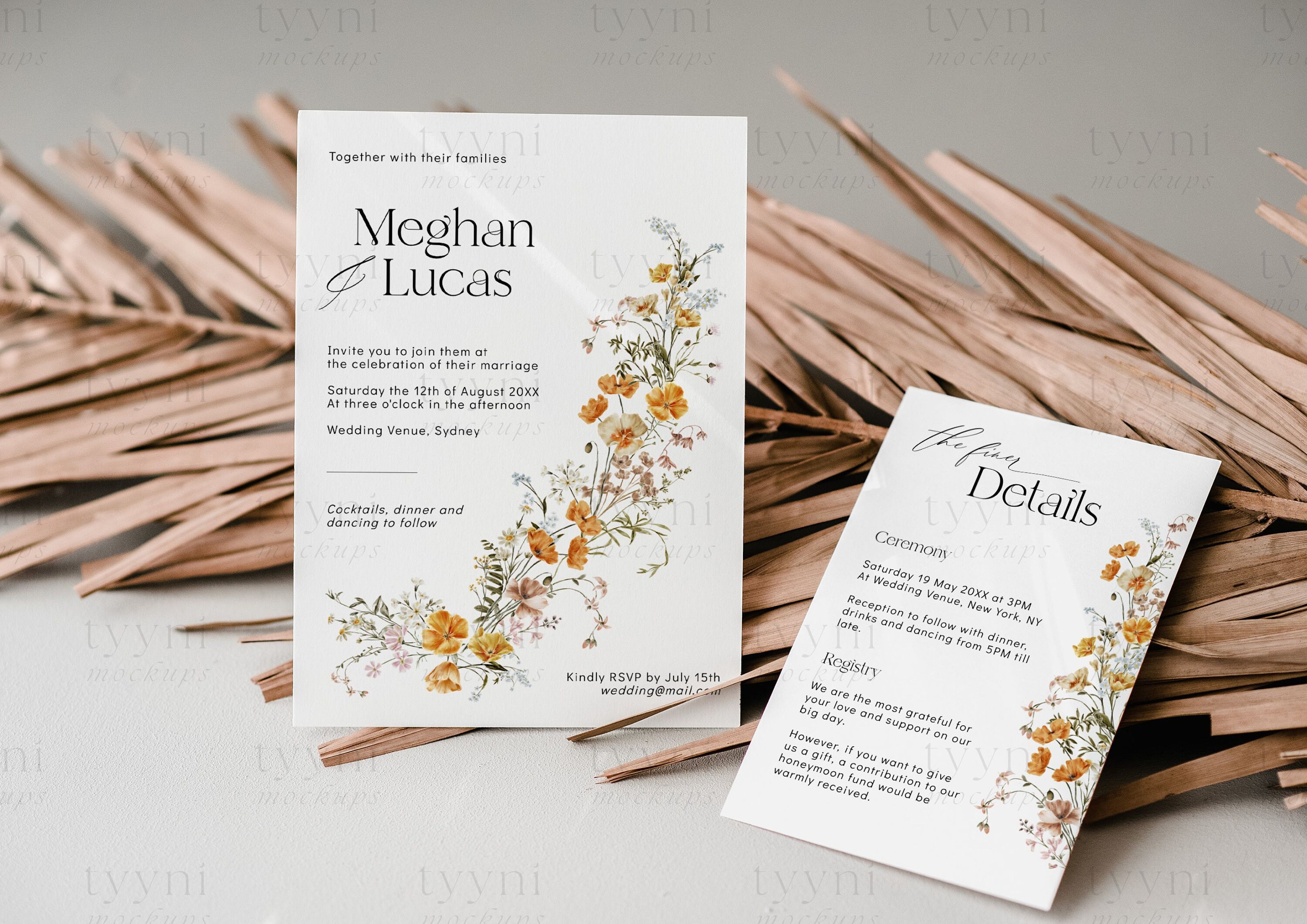 Invitation Suite Mockup Boho Wedding Mock up Neutral Card Mockup 5x7 ...