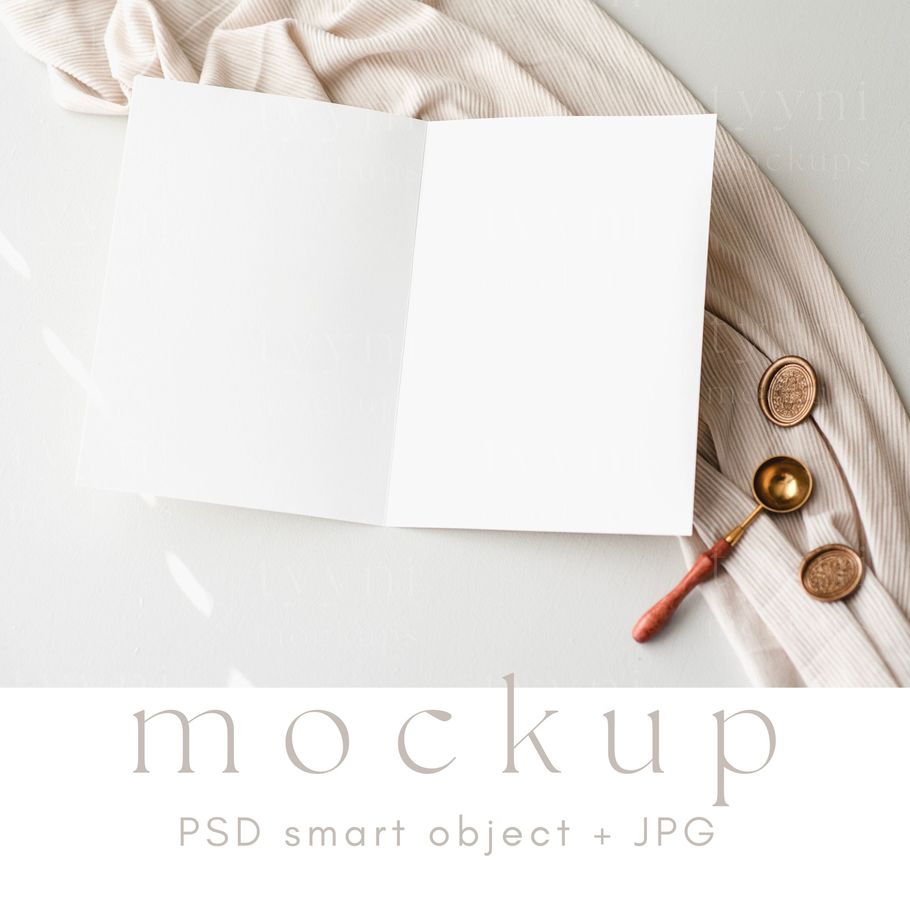 Folded Card Mockup 5x7 Folded Wedding Program Mockup Booklet - Etsy