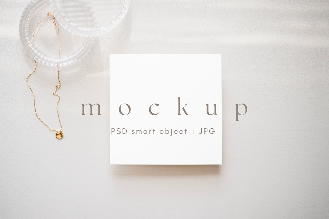 5x5 Square Invitation Mockup, Minimalist Blank Card Mockup, Simple ...