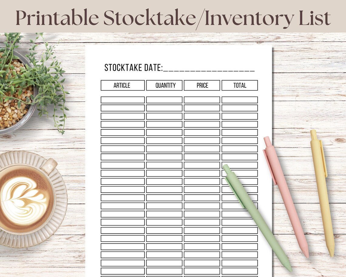 Basic Inventory Log Sheet Stocktake Printable Digital Download - Etsy
