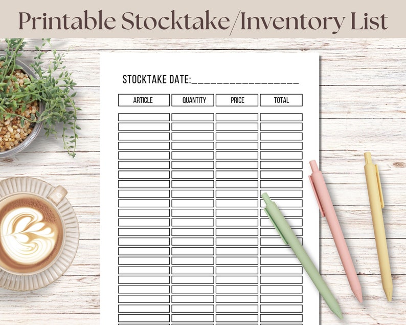 Basic Inventory Log Sheet Stocktake Printable Digital Download - Etsy