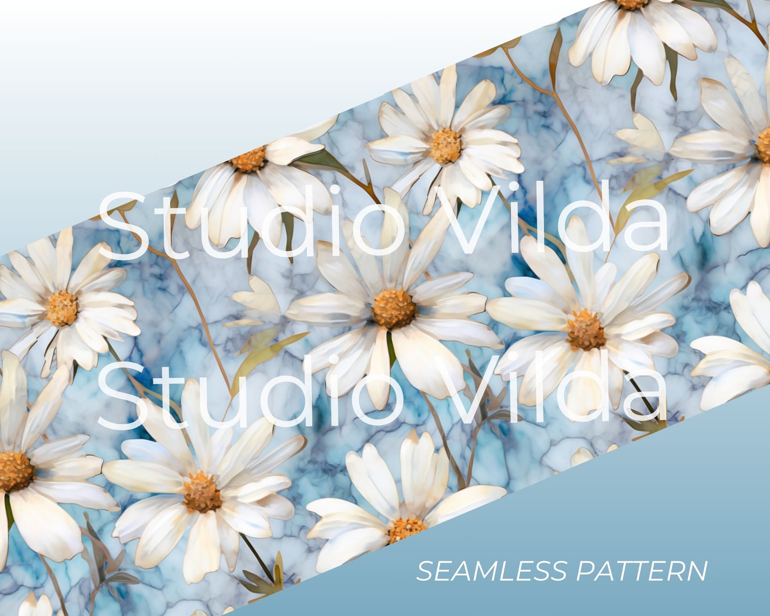 Daisy Digital Paper, Abstract White Daisies Seamless Pattern, Wedding ...