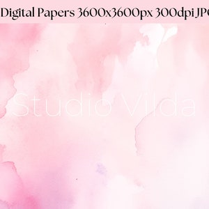 Pale Pink Digital Paper, 12x JPG Patterns Watercolour Clipart Instant ...