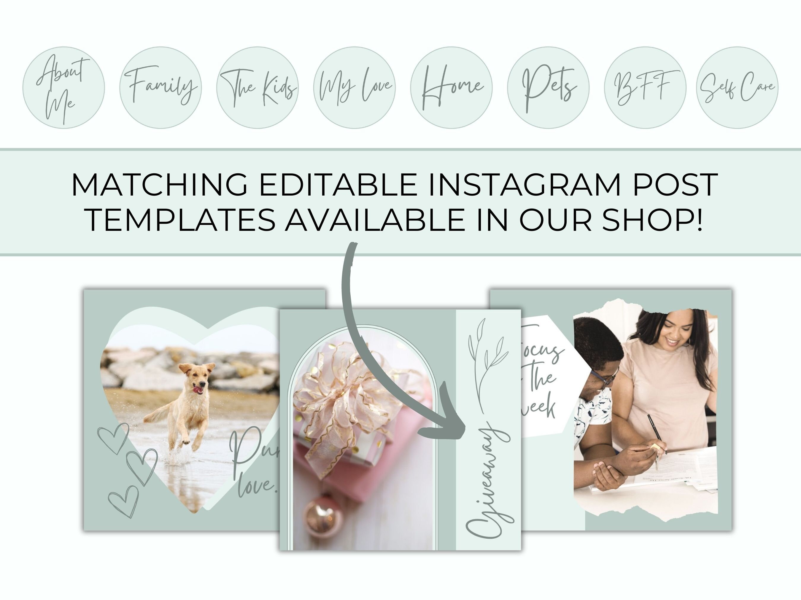Editable Instagram Story Highlight Covers, Sage Green Word Icon Bundle ...