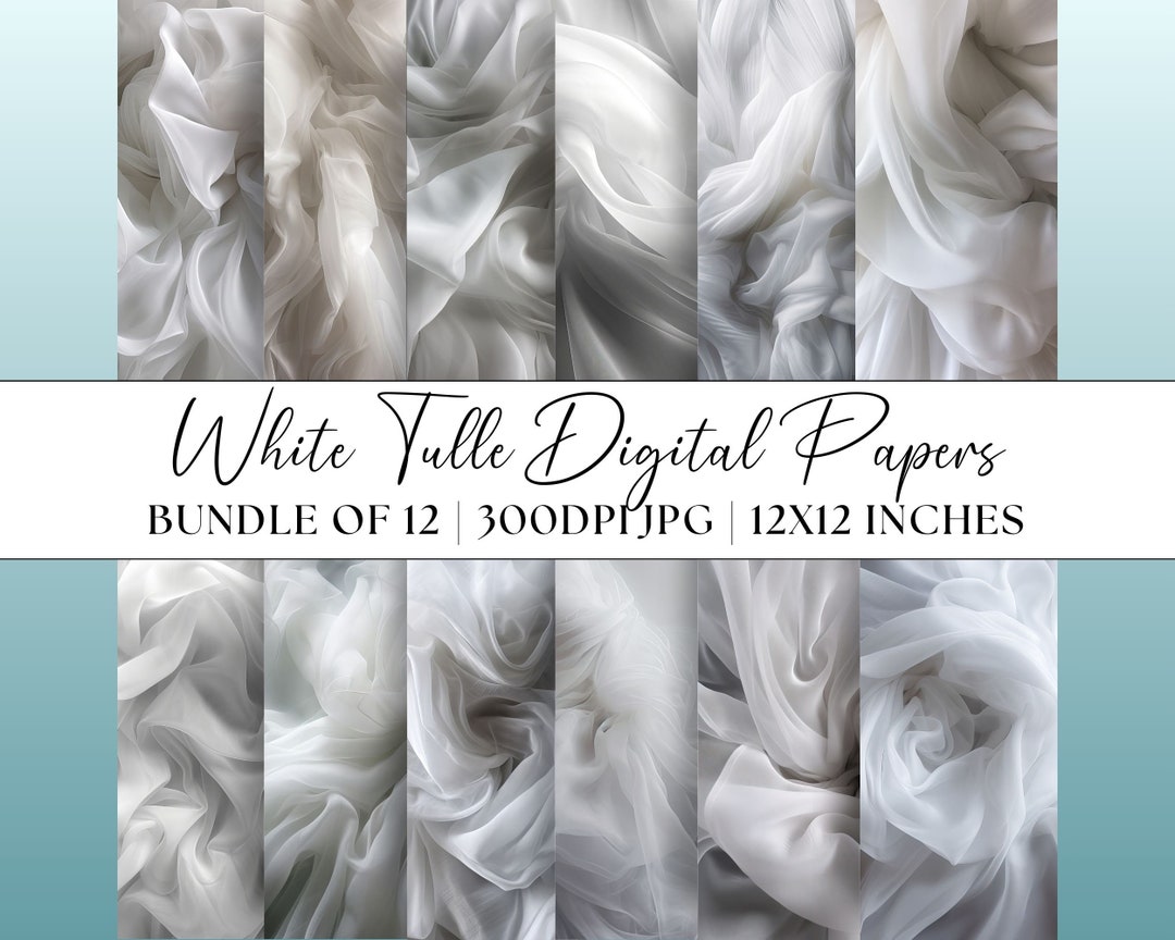 White Tulle Digital Paper, Wedding Backgrounds Textures Patterns ...