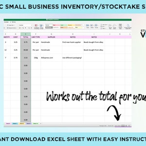Easy Excel Inventory Template Instant Digital Download Sheet - Etsy