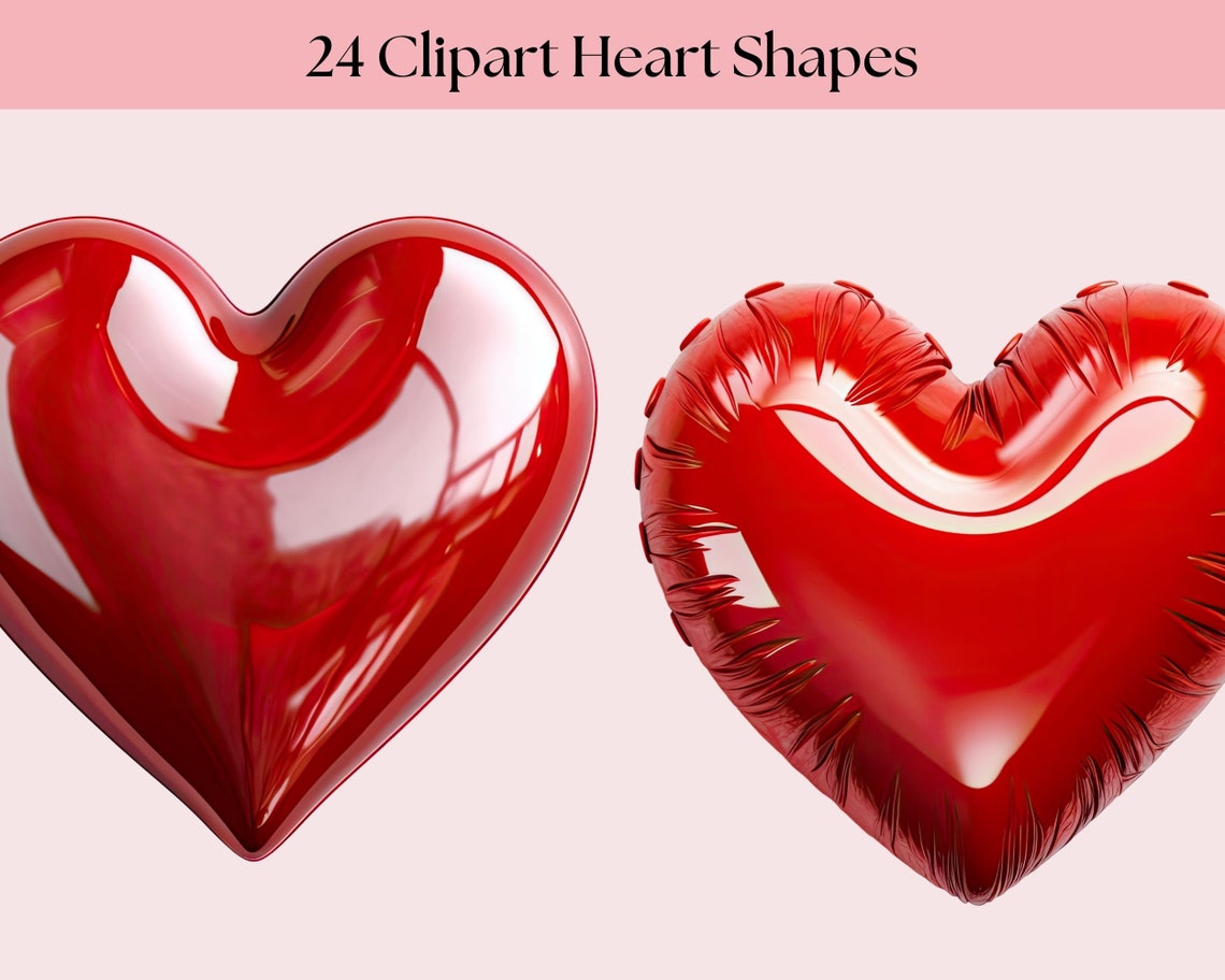 Red Hearts Clipart Bundle Objects Crafting Wedding Love Valentines Day ...