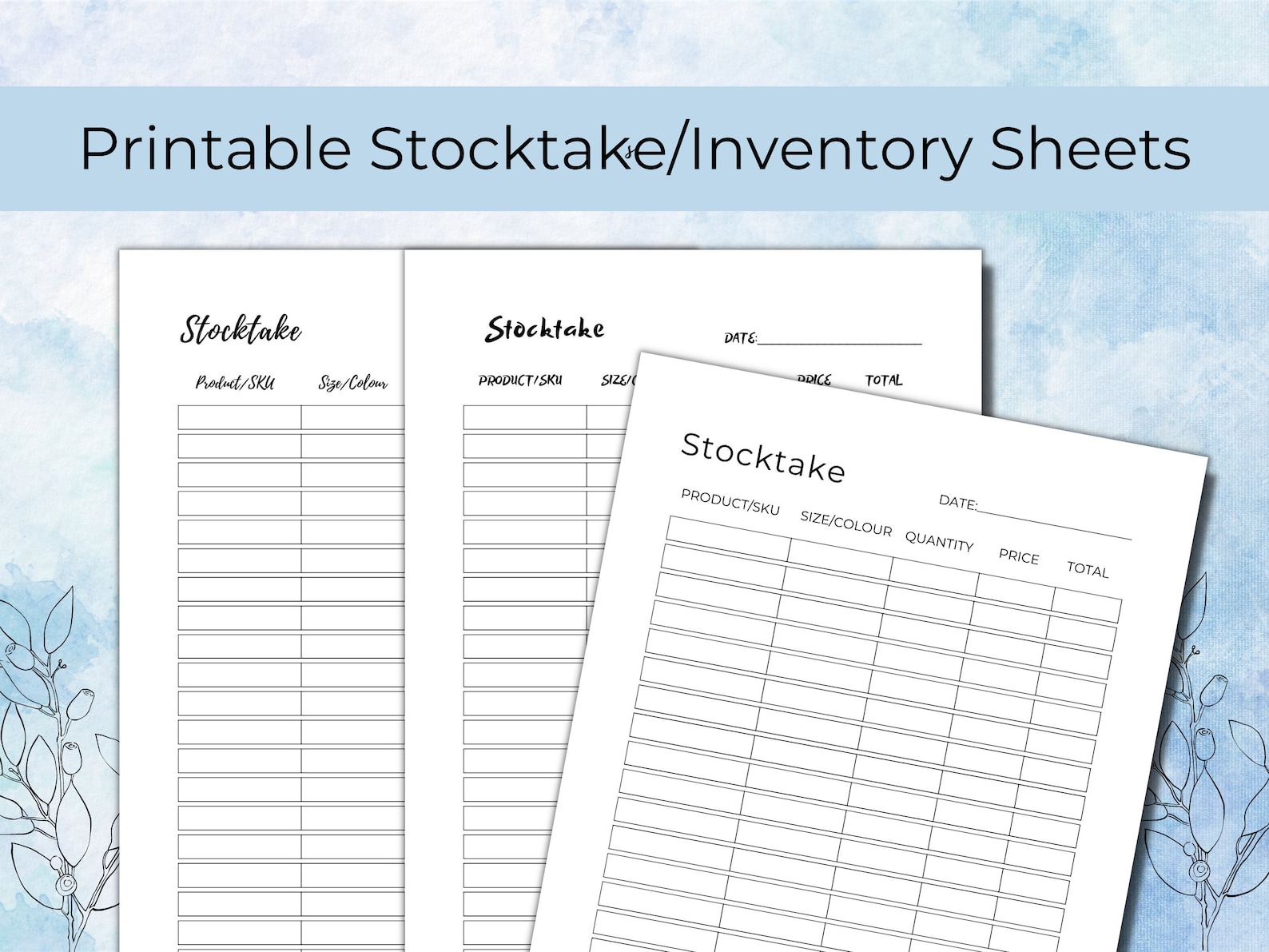 Basic Inventory Log | Printable Stocktake Sheet | Stock Tracker for ...