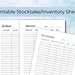 Basic Inventory Log | Printable Stocktake Sheet | Stock Tracker for ...