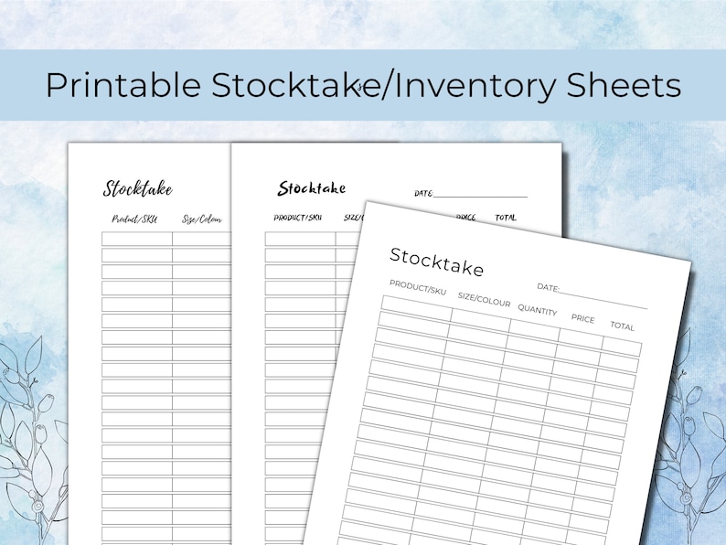 Basic Inventory Log | Printable Stocktake Sheet | Stock Tracker for ...