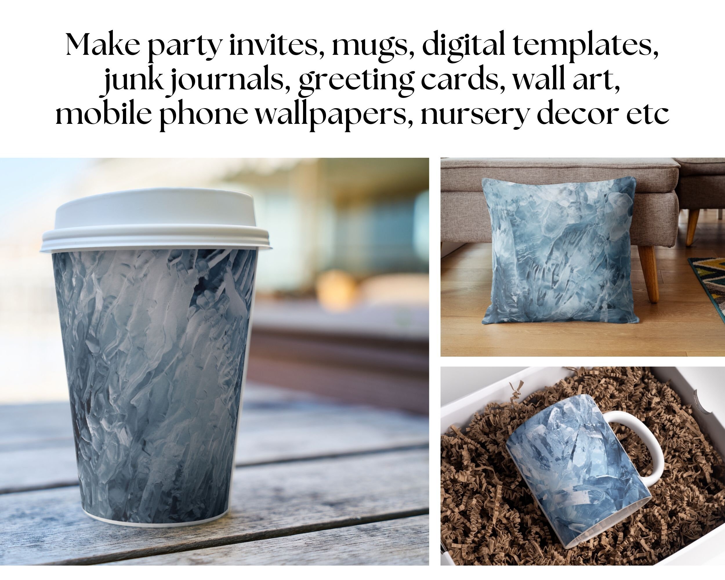 Ice Texture Digital Paper, 12x JPG Cracked Snow Ice Patterns Clipart ...