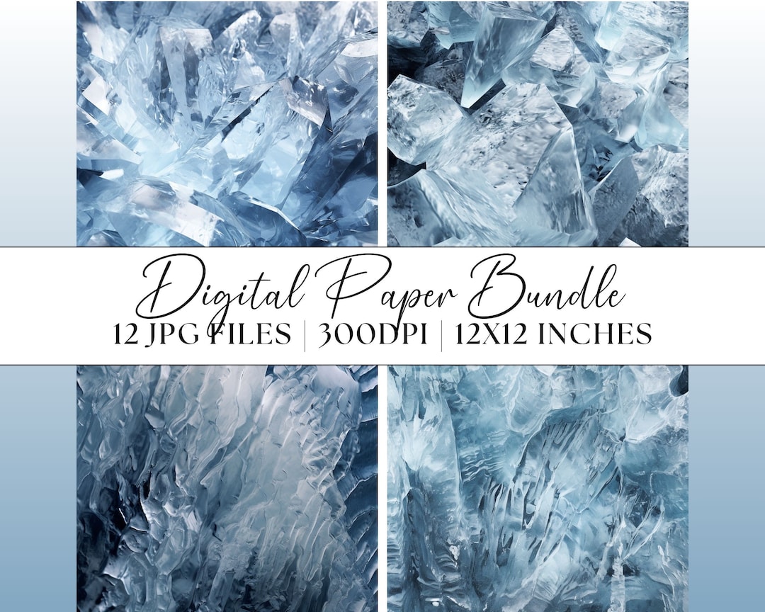 Ice Texture Digital Paper, 12x JPG Cracked Snow Ice Patterns Clipart ...