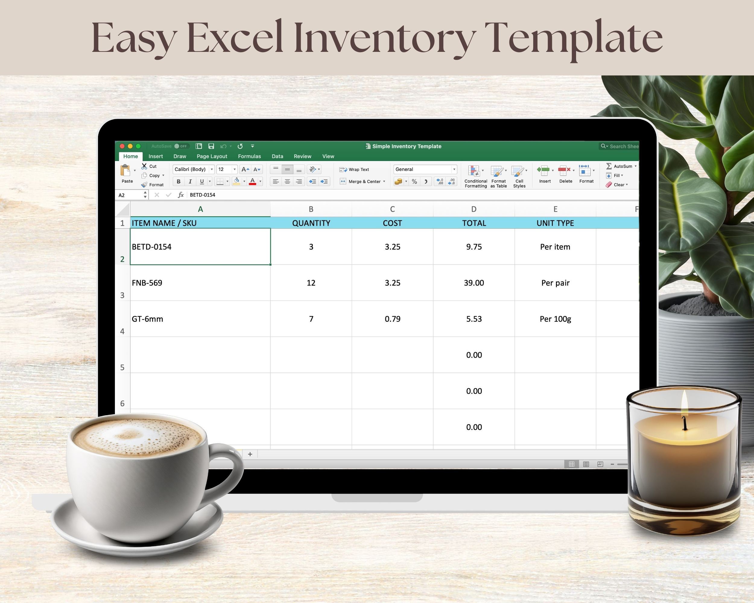 Easy Excel Inventory Template Instant Digital Download Sheet for Small ...