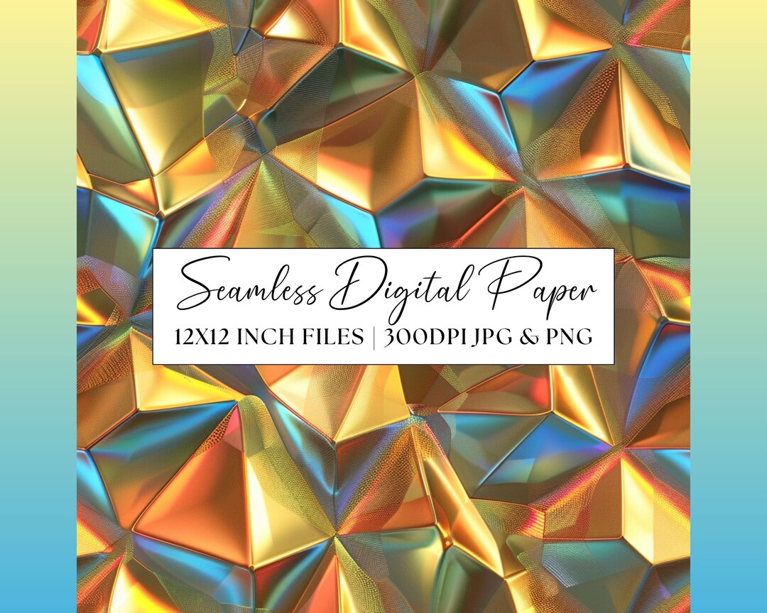 Iridescent Gold and Blue Digital Paper, Metallic Seamless Pattern ...