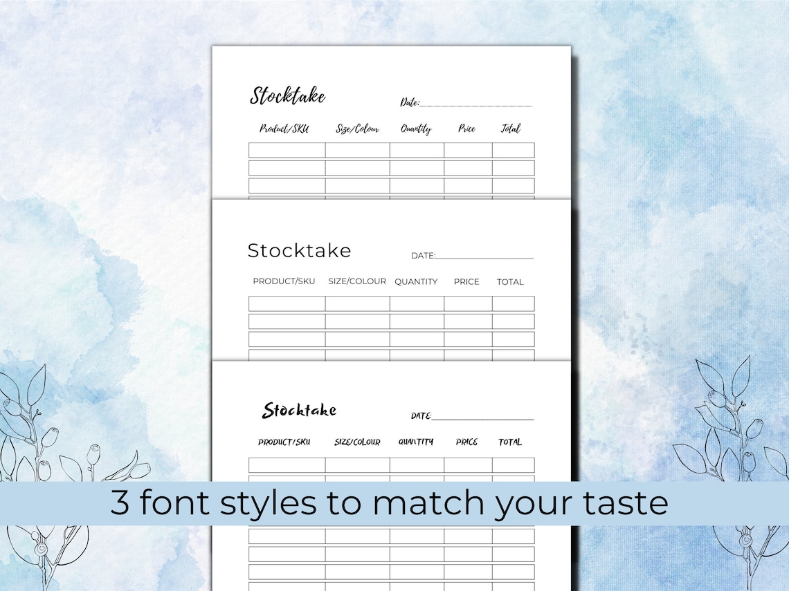 Basic Inventory Log | Printable Stocktake Sheet | Stock Tracker for ...