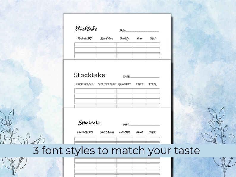 Basic Inventory Log | Printable Stocktake Sheet | Stock Tracker for ...