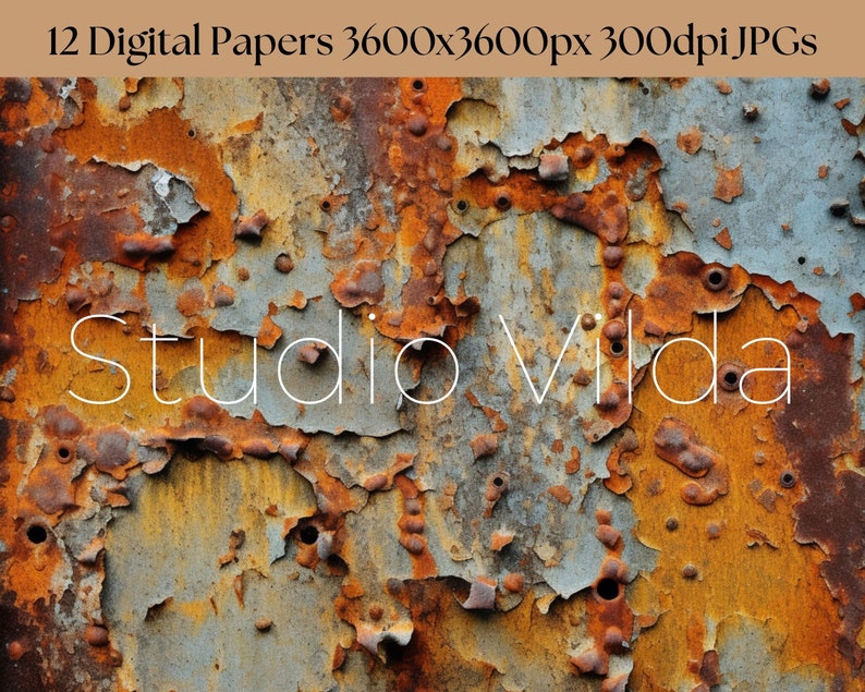 Rusted Metal Digital Paper, Rust Texture Patina Backdrop Printable ...