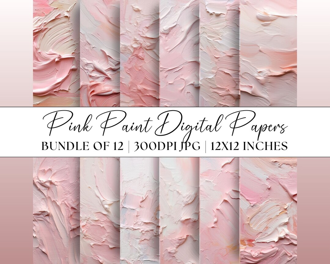 Pastel Pink Digital Paper, Pale Oil Paint Textures, Soft JPG Patterns ...