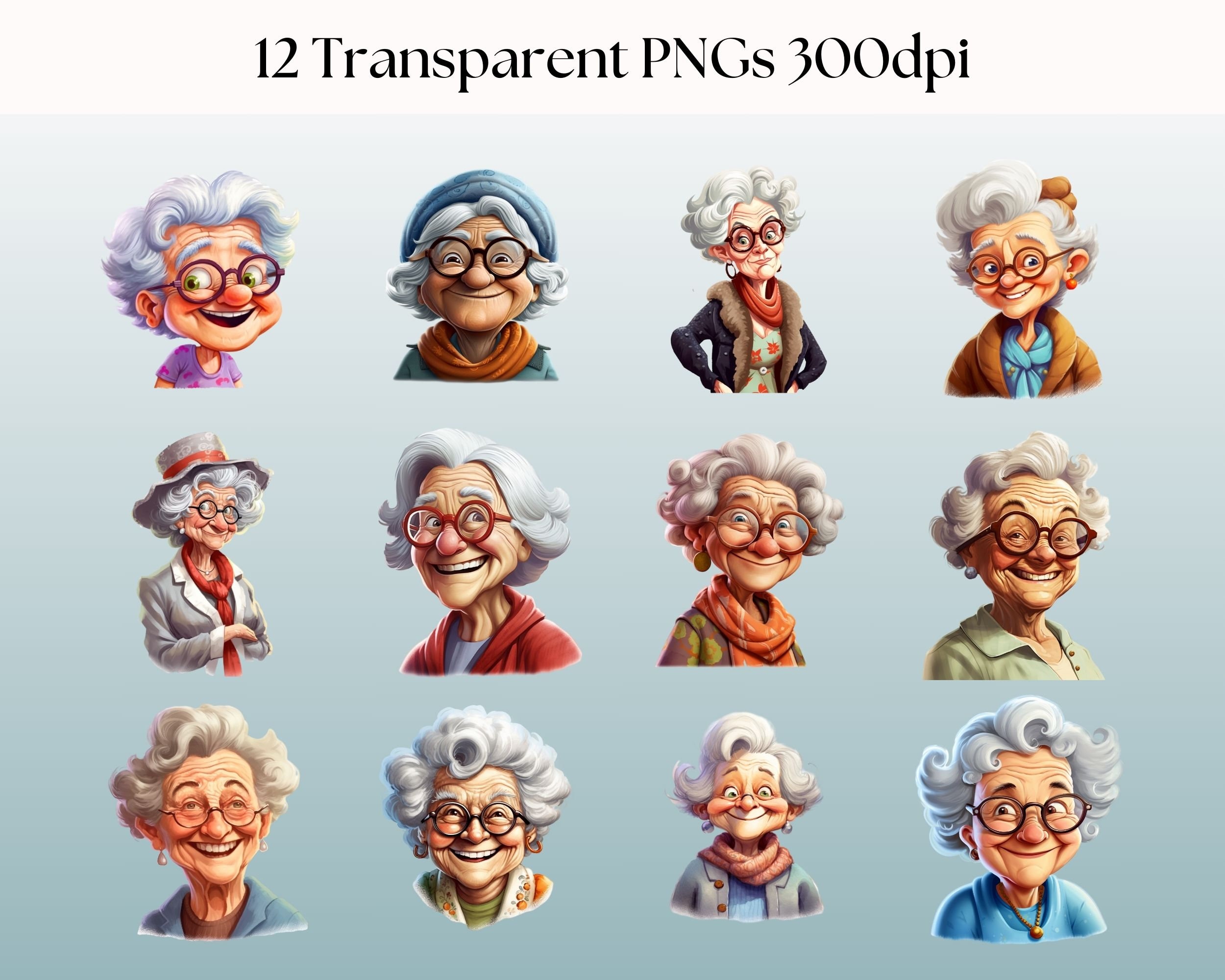 Little Old Ladies Clipart, Fashionable Lady Cartoon Senior Citizen ...