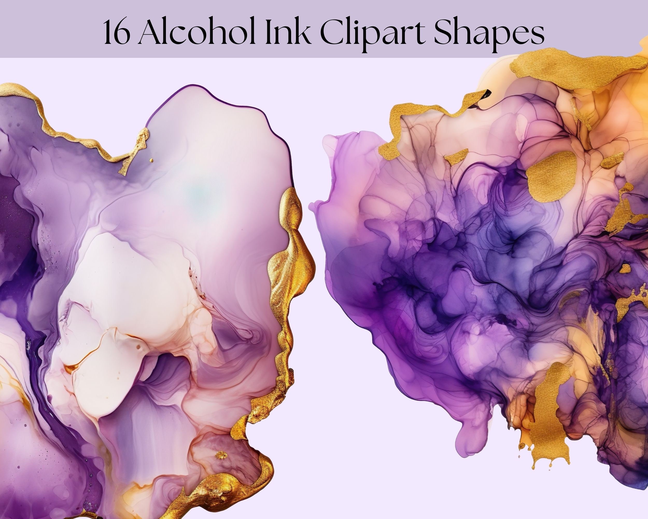 Purple and Gold Alcohol Ink, PNG Clipart Shapes Objects 16 Abstract ...