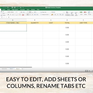 Easy Excel Inventory Template Instant Digital Download Sheet for Small ...