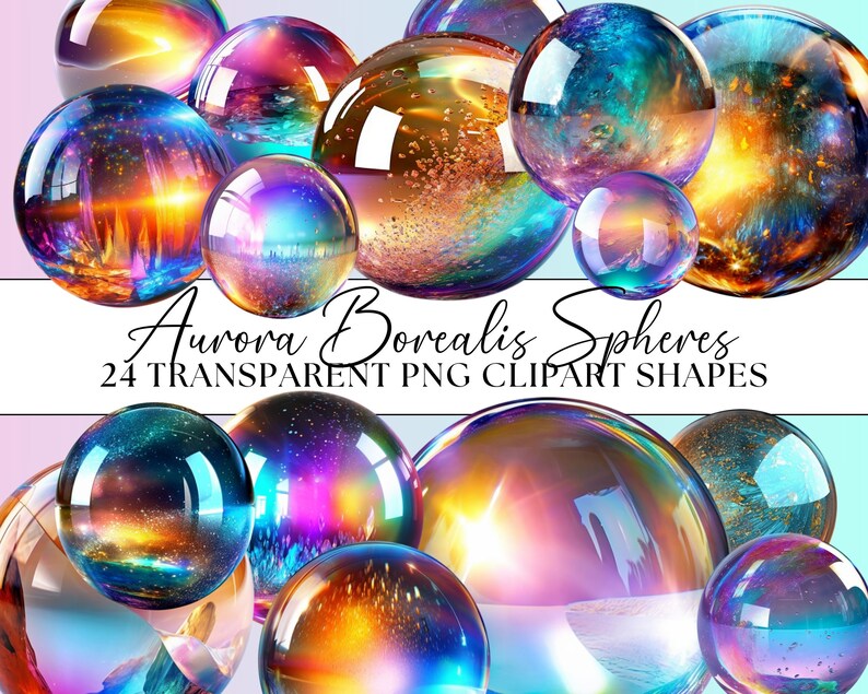 Aurora Borealis Spheres, PNG Clipart 24 Colourful AB Shimmer Northern ...