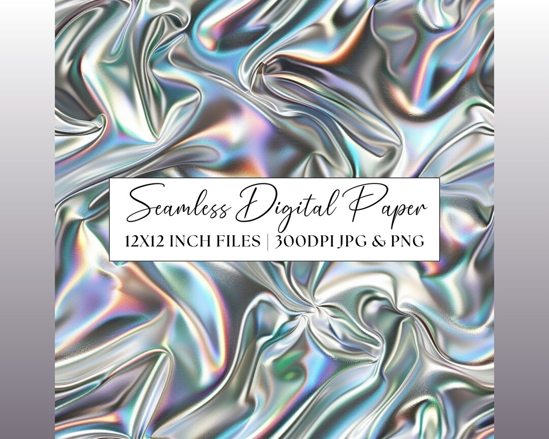 Silver Metallic Digital Paper, Iridescent Seamless Pattern Clipart ...