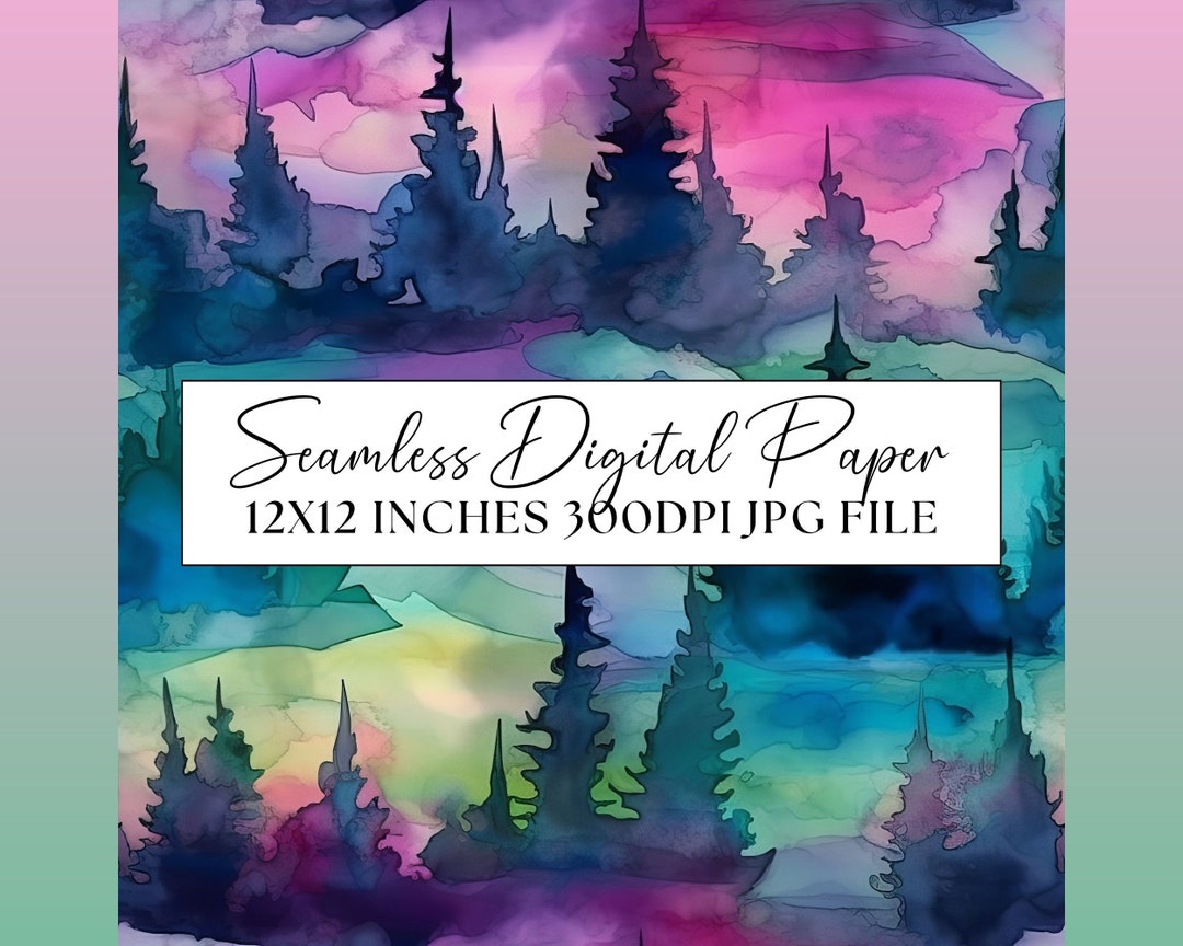Northern Lights Seamless Pattern, Aurora Borealis Alcohol Ink Digital ...