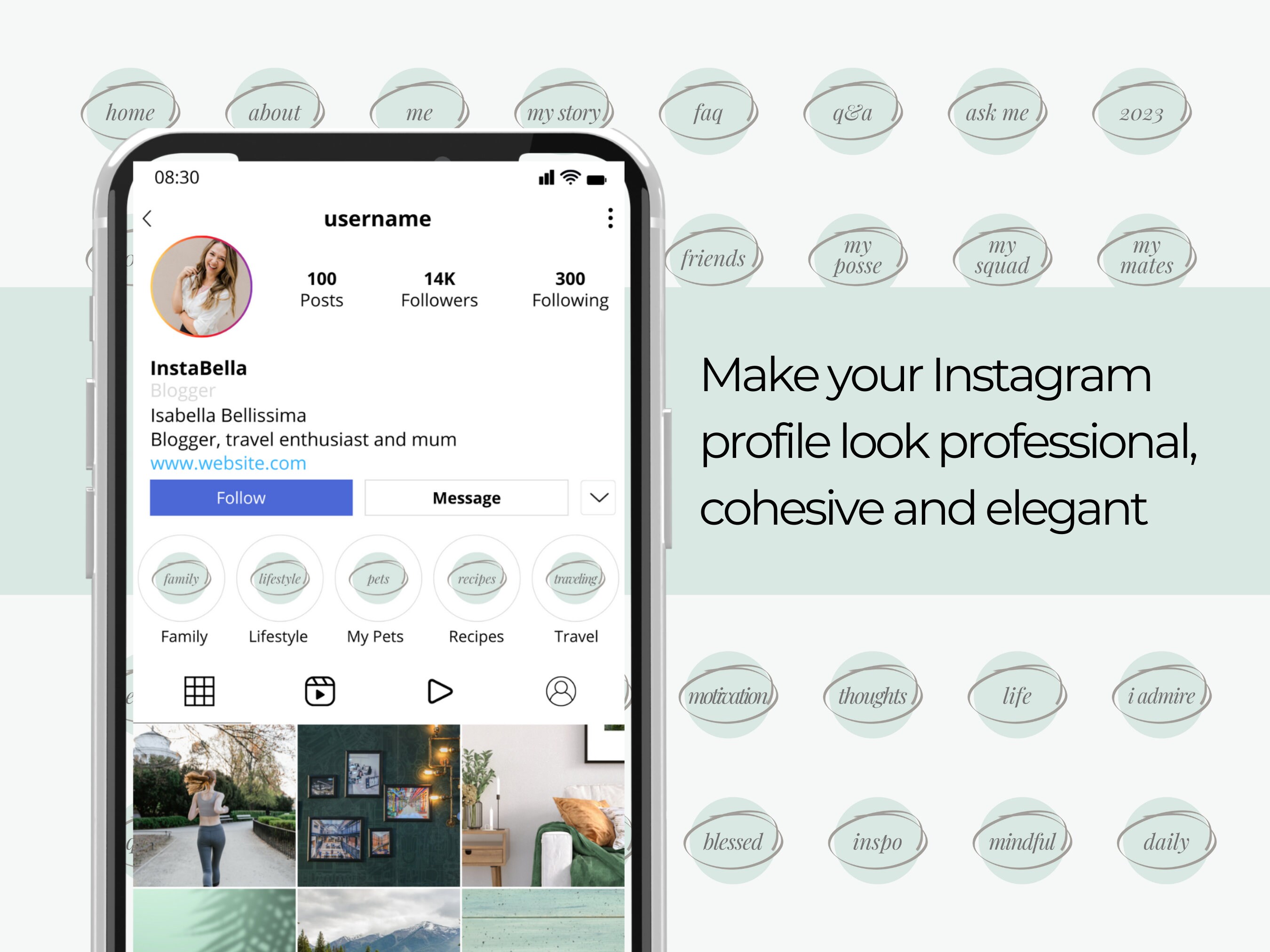 200 Instagram Highlights IG Story Covers Light Sage Green Word Icon ...