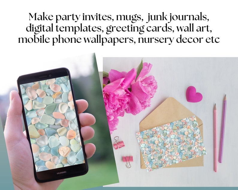 Sea Glass Digital Paper, Beach Glass Seamless Pattern, Ocean Theme ...